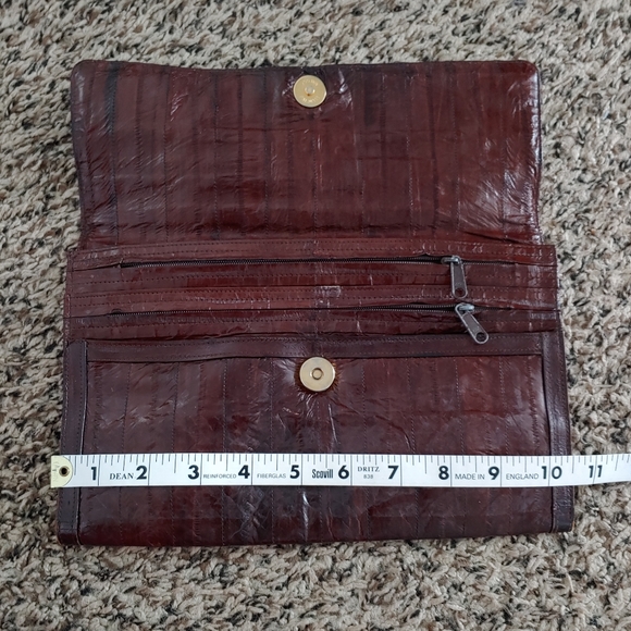 Bags | Vintage Brown Eel Skin Slim Sexy Envelope Clutch | Poshmark